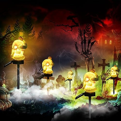 Amazon.com : Liveasily 4 Pack Solar Torch Skull Light with Flickering ...