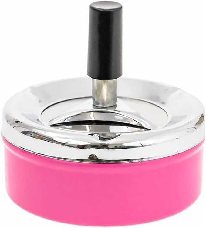 OrionMart Stainless Steel Tabletop Push Down Cigarette Spinning Ashtray ...