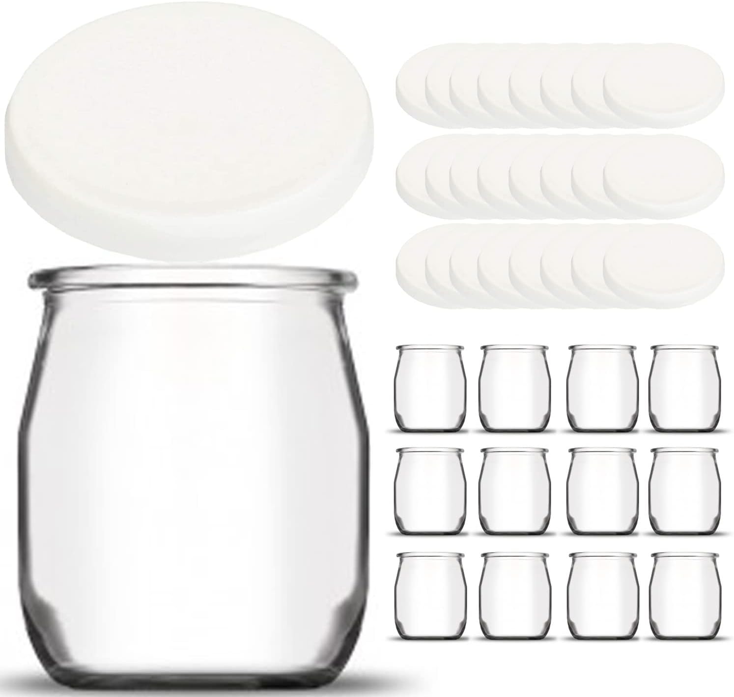 Rekean - Glass Yoghurt Jar with White Clipser Lids - Lot of 12 - Made ...