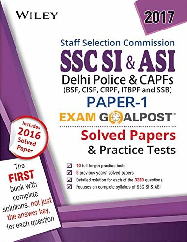Amazon.com: Wiley's SSC SI & ASI, Paper - 1, Exam Goalpost, Solved ...