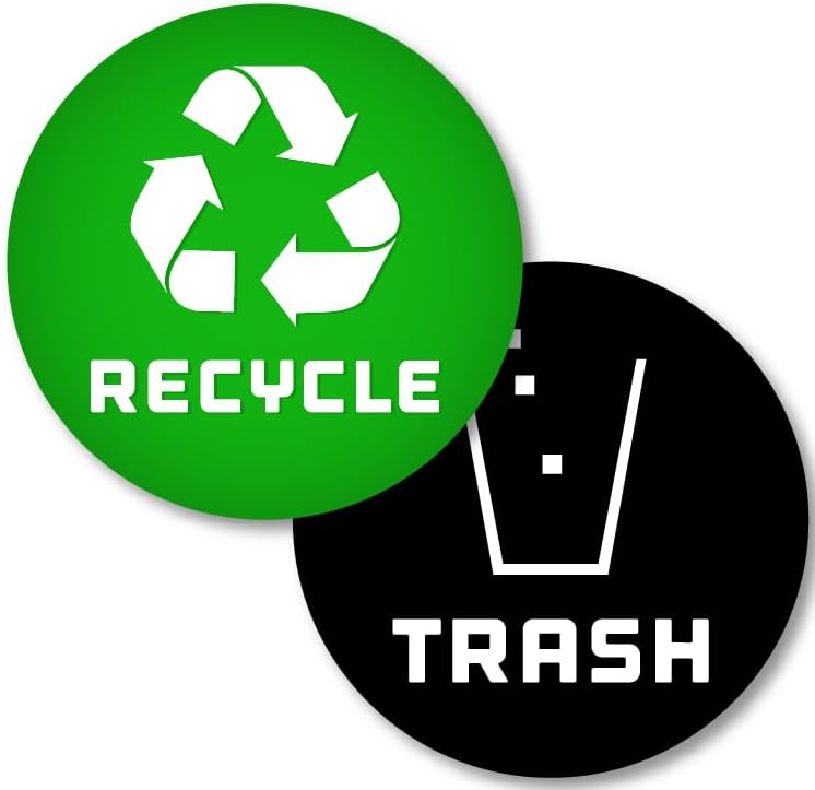 Amazon.com: Recycle Sticker,Self-Adhesive Recycle and Trash Bin Logo ...
