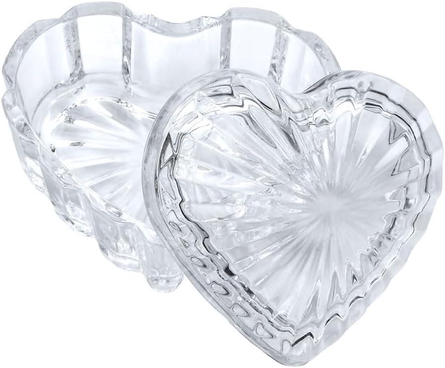 Amazon.com: Li'Shay Glass Heart Shaped Trinket Jewelry Box with ...