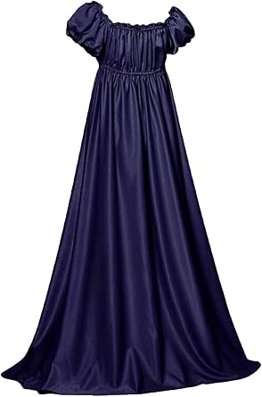 Amazon.com: Women's Regency Dress Elegant Ruffle Neck Puff Sleeve ...