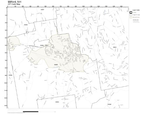 ZIP Code Wall Map of Milford, NH ZIP Code Map Laminated: Amazon.com ...