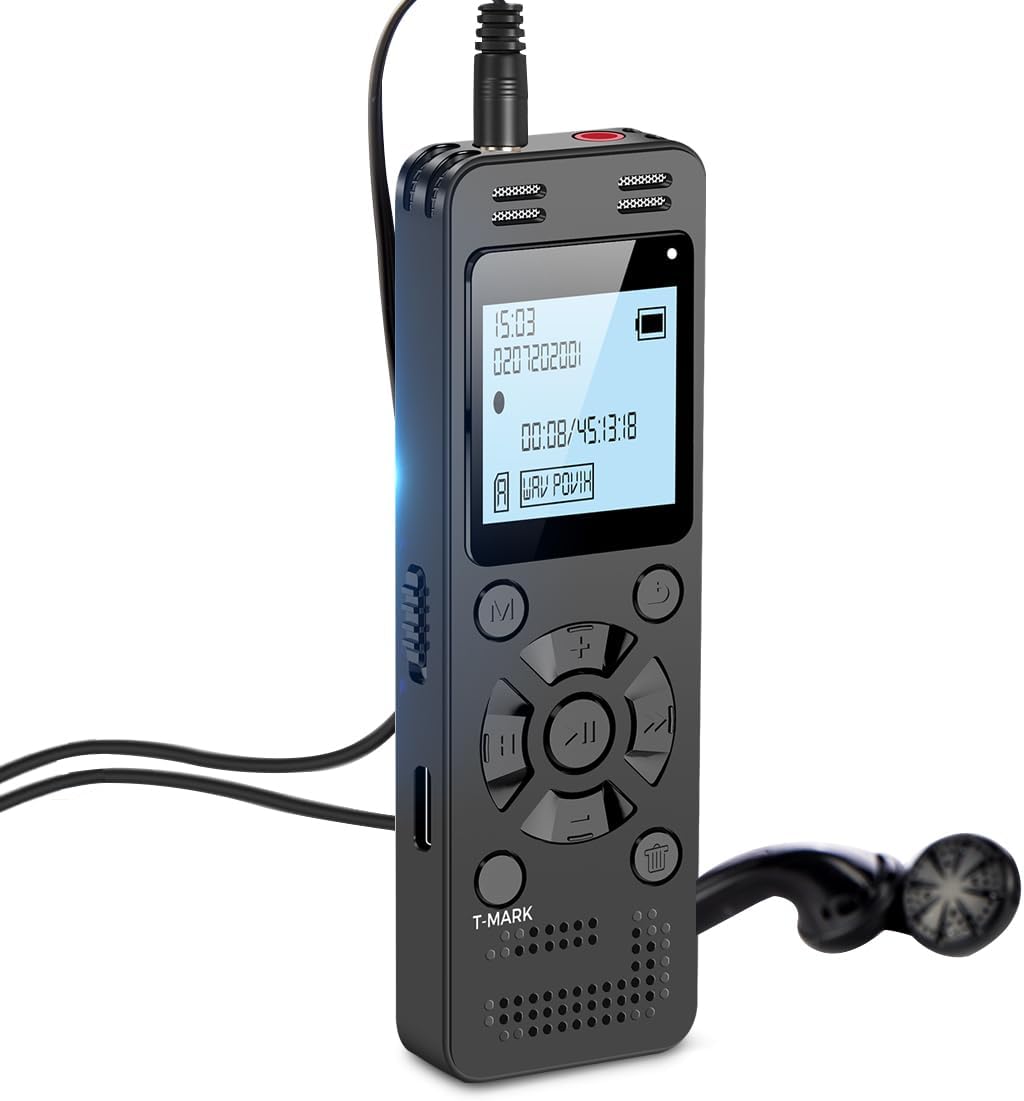 128GB Digital Voice Recorder with Playback - EVISTR 9296 Hours Voice ...