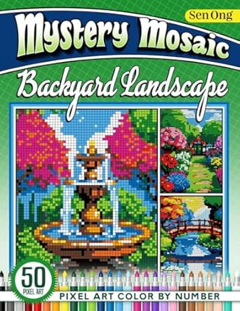 Amazon.com: Backyard Landscape Mystery Mosaics Color by Number: 50 ...