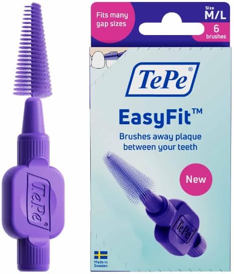 TePe EasyFit, Purple, M/L, 6pcs, Plaque Removal, Efficient Clean ...