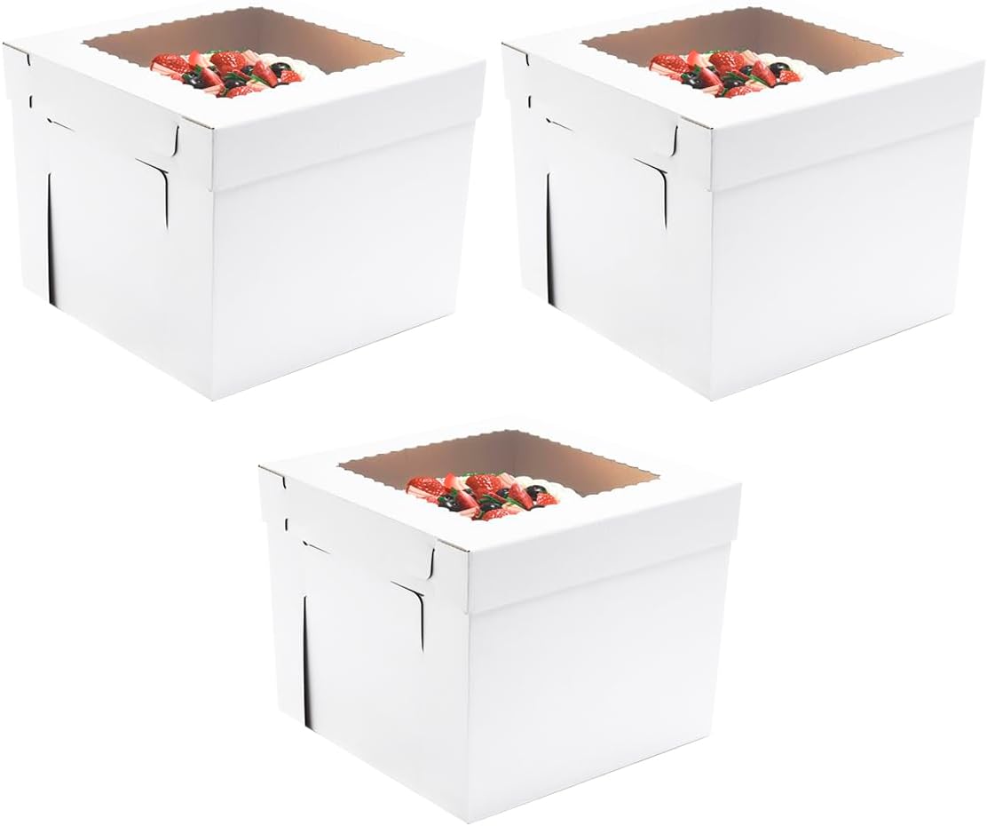 Amazon.com: JJO Tall Cake Boxes for Tier Cakes, 14x14x12 Inches 3 Pack ...