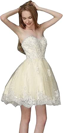 Amazon.com: Yukale Women's Sweetheart Homecoming Dresses Appliques Lace ...