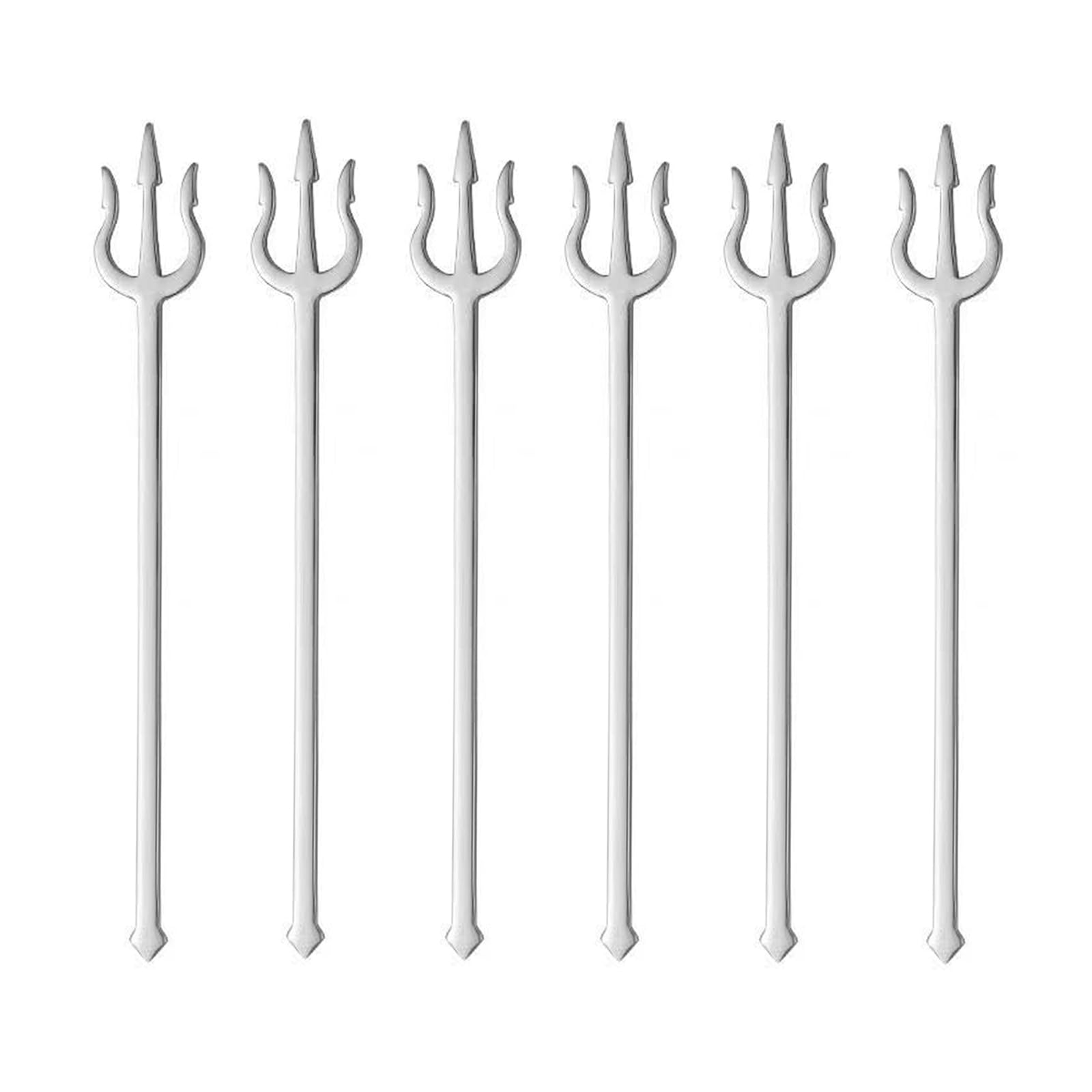 Amazon.com: Pinenjoy 6Pcs Trident Shape Fruit Forks 5.12inch Unique ...