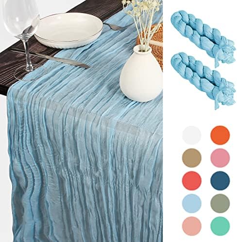 Amazon.com: 2 Pack Table Runners - SGAOFIEE 10ft Baby Blue Cheesecloth ...
