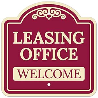Amazon.com: Leasing Office Welcome Décor Sign, Burgundy Dark, 12x12 ...