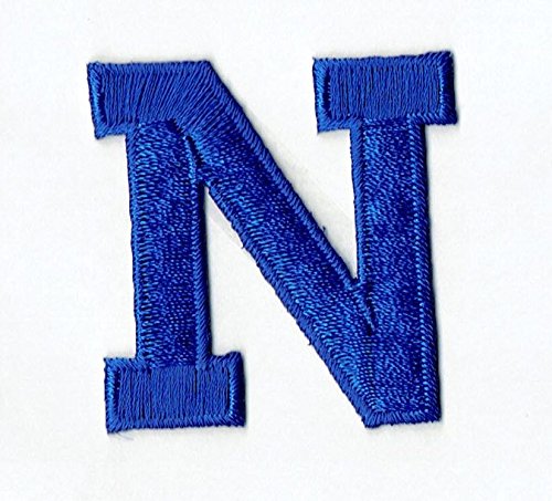 Royal Blue Letter N Blue Sequin Letters PNG, Faux Embroidered Royal