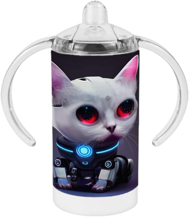 Amazon.com: Futuristic Robot Cat Sippy Cup - Colorful Baby Sippy Cup ...