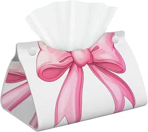 Amazon.com: Long Tissue Box Cover Pink Bow Leather Tissue Box Holder ...