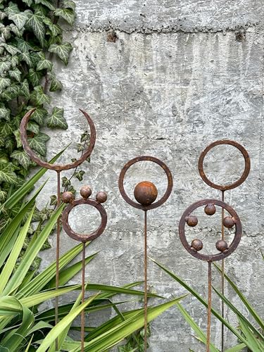 Amazon.com: Rusty Finials Set of 5, Garden Stakes, Metal Garden Decor ...
