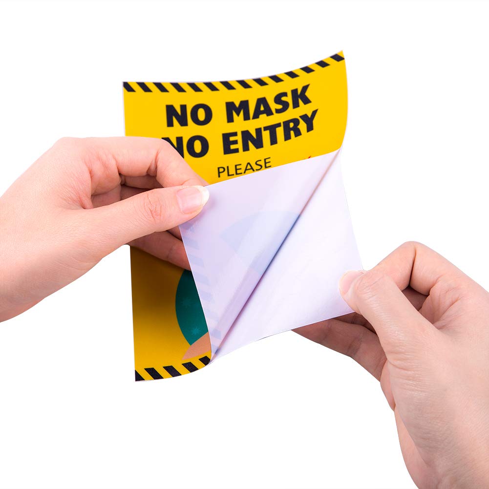SICOHOME No Mask No Entry Sticker,5pcs Face Mask Sign Stickers, 5"x 7 ...