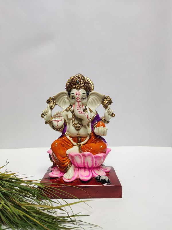 Buy PRATIMA Polyresin Ganesh Sitting on Lotus Idol|Kamal Ganesh|Ganpati ...