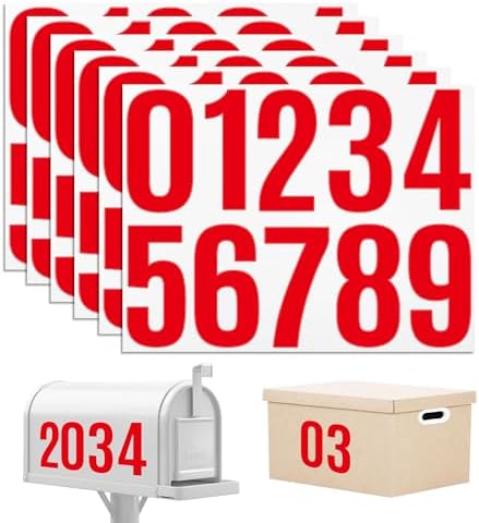 Amazon.com: 6 Sheets Mailbox Numbers Stickers 60 Pieces 4 Inch ...