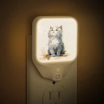 Honeybaby Motion Sensor Night Lights Cat Look Up Nightlight Plug in ...