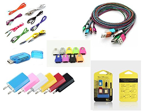 Accessory Value 6 in 1 Combo Pack - OTG + V8 Cable + Travel Adapter ...