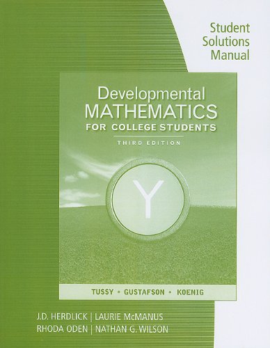 Student Solutions Manual for Tussy/Gustafson's Developmental ...