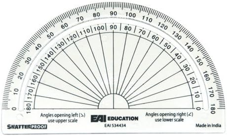 Amazon.com: EAI Education 4" ShatterProof Separated Scale Protractor ...