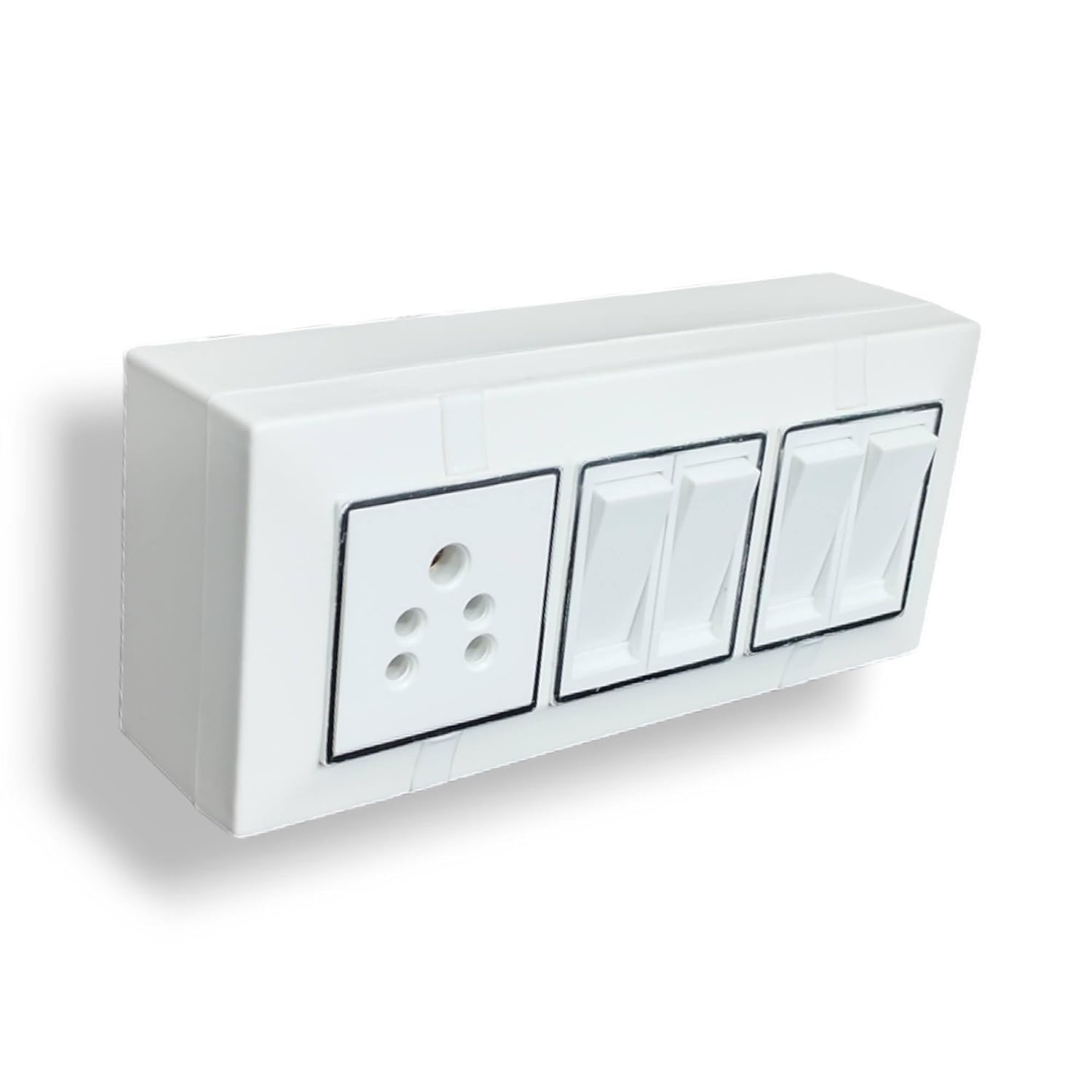 6M Surface Box Silver Line 10A 4 Flat Switch 1 Socket Suitable for use ...