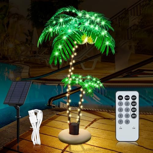 Amazon.com: LeeTia 7FT Artificial Lighted Palm Trees for Outside Patio ...