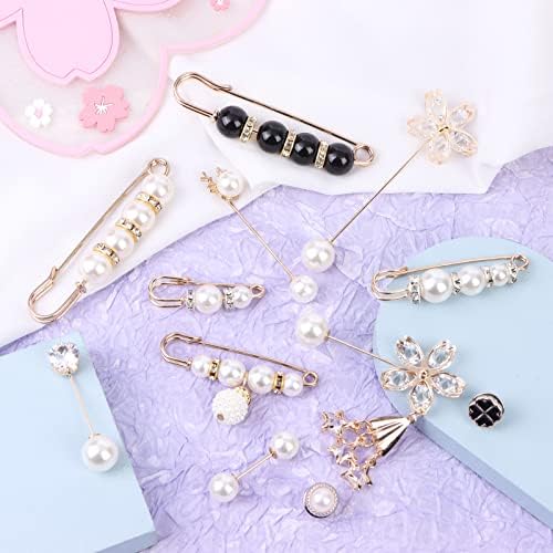 Amazon.com: 12 Pieces Pearl Scarf Brooch Pin Assorted Muslim Scarf ...
