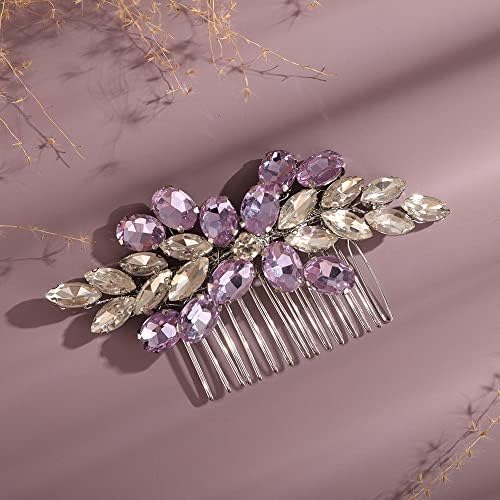 Amazon.com : Kercisbeauty Purple Violet Crystal Hair Comb for Wedding ...