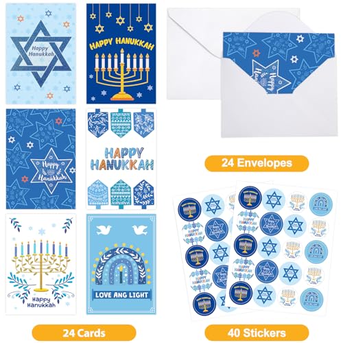 Snapklik.com : Ceiba Tree 24 Pack Hanukkah Cards Glitter Chanukah ...