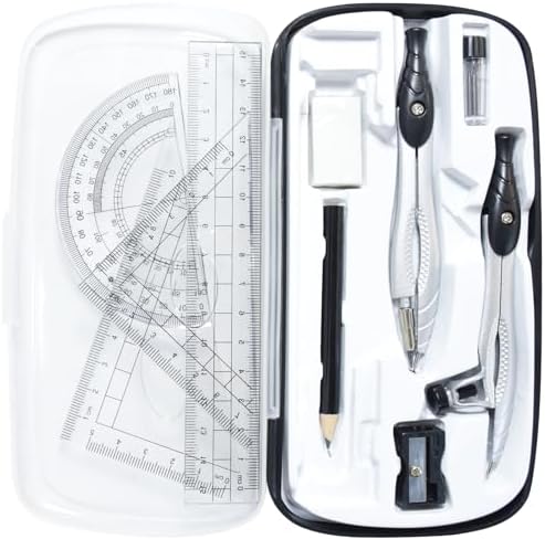 Amazon.com : SAYEEC Geometry Set, 10 Pcs Math Protractor Compasses Kit ...