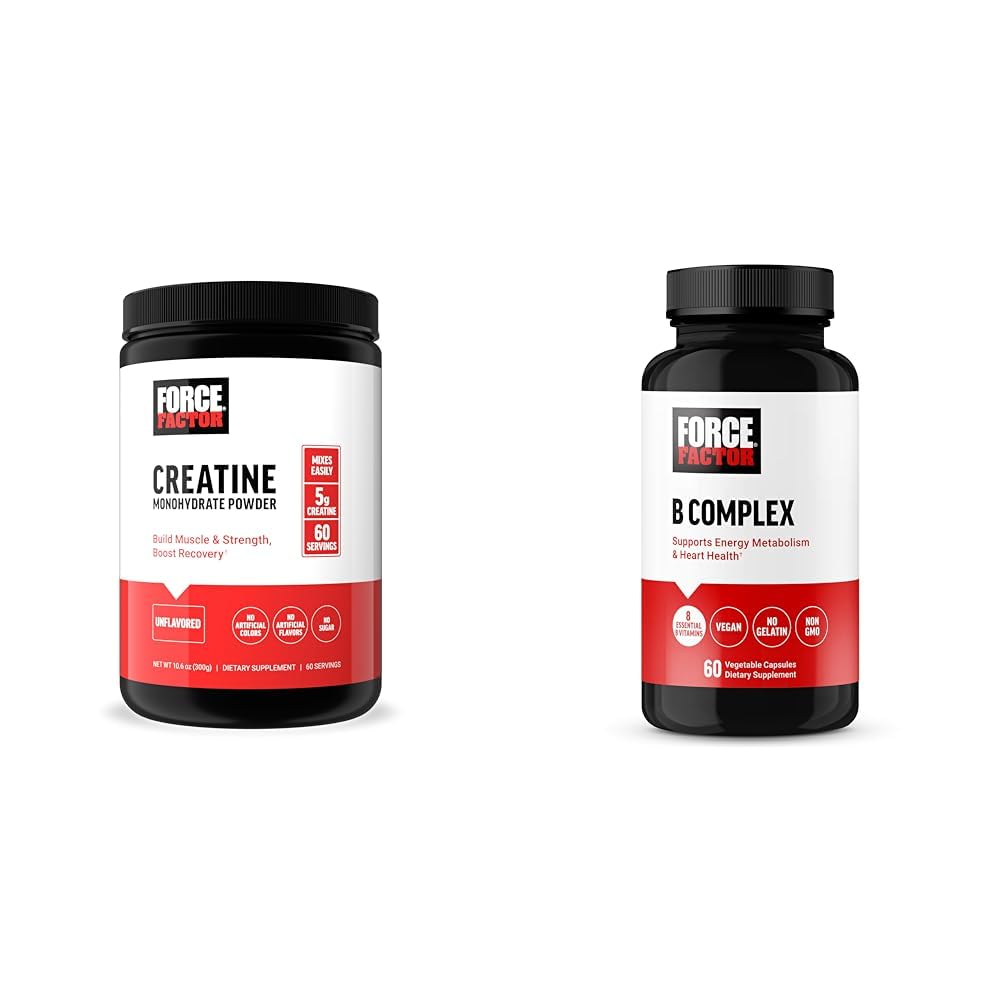 Amazon.com: Force Factor Creatine Powder 60 Servings and Vitamin B ...