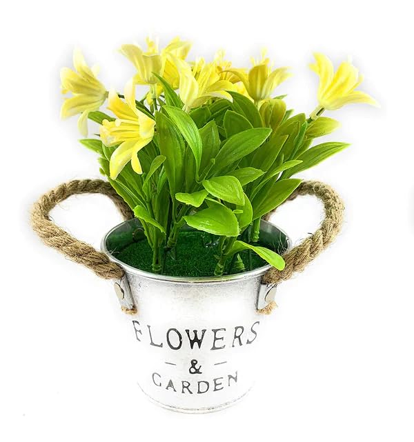 Buy Savvy Bucket | Artificial Flower Blooming in Steel Planter (Yellow ...