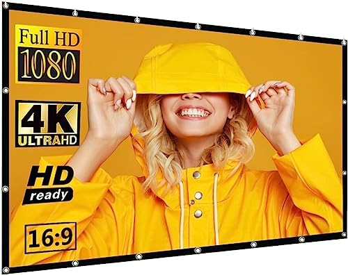 SAVSOL 130 inch Projector Screen,4K 16:9 Portable Eyelet Premium Video ...