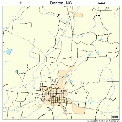 Large Street & Road Map of Denton, North Carolina NC - Printed poster ...