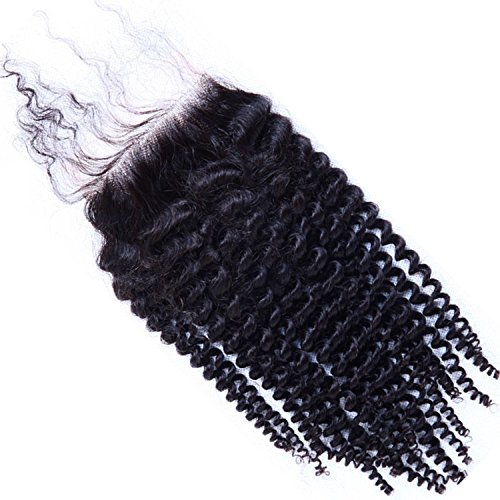 Amazon.com : Brazilian Virgin Hair Lace Closure 4¡Á4 Free Part Kinky ...
