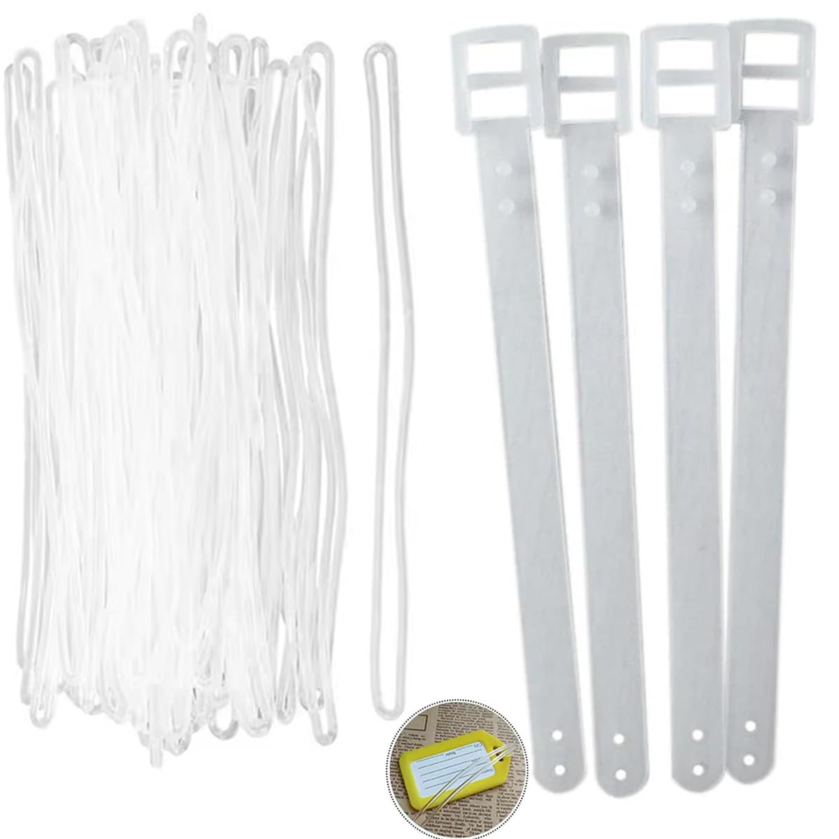 Amazon.com: DraCra 60 Pack Luggage Tag Loop Straps Clear Elastic ...