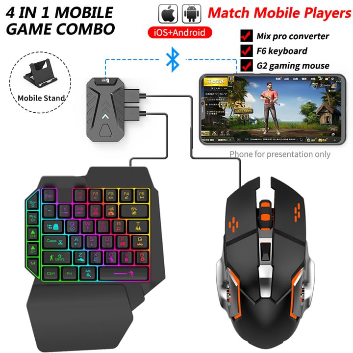 DWH MIXPRO Bluetooth Gaming Keyboard Mouse Converter for Smartphone 4 ...