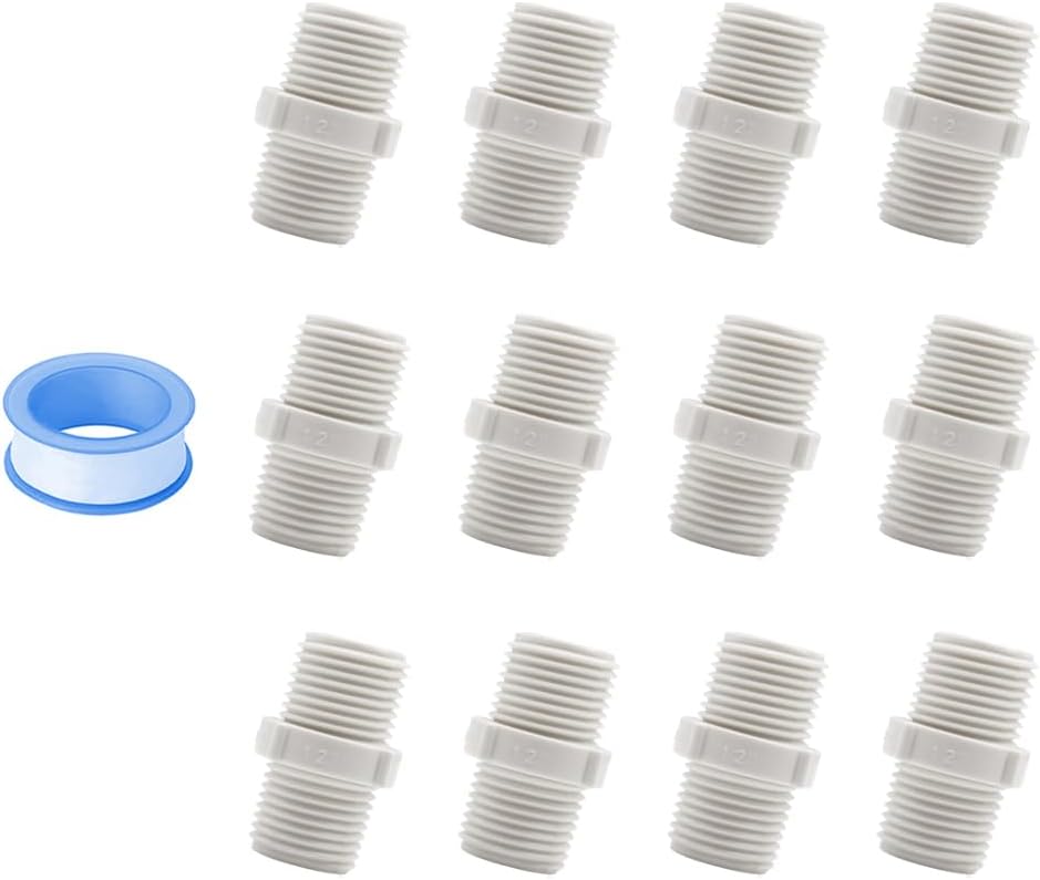 HayEastdor 12PCS 1/2 Inch PVC Pipe Fittings Nipple G1/2 X G1/2 Male to ...