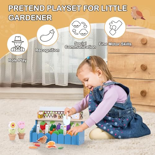 Snapklik.com : Wooden Flower Garden Toy Playset For Toddlers, Pretend ...