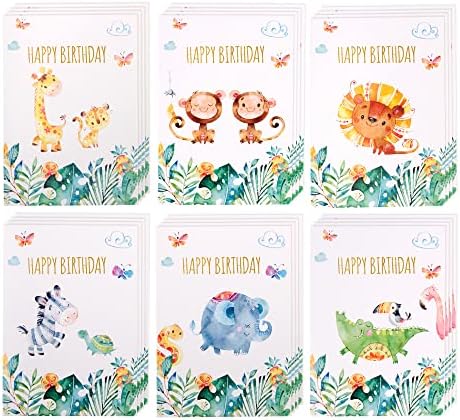 30 Safari Happy Birthday Cards Bulk | Kids Birthday Card | Assorted ...
