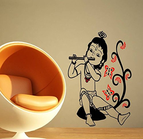 Lord Krishna with Flute Modern Art Removable Decor Wall Decal Beautiful ...