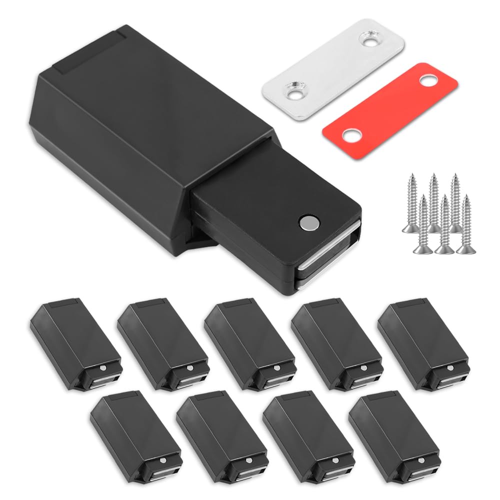 Redunest Heavy Duty Push to Open Door Latch, 10 Pack Black Magnetic ...