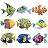 Amazon.com: 45 Pcs Tropical Fish Cutouts with Glue Point Dots, Ocean ...