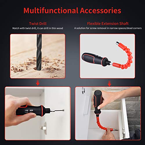 TOOLTOO Cordless Electric & Manual Screwdriver Kit 5V - LED Work Light ...