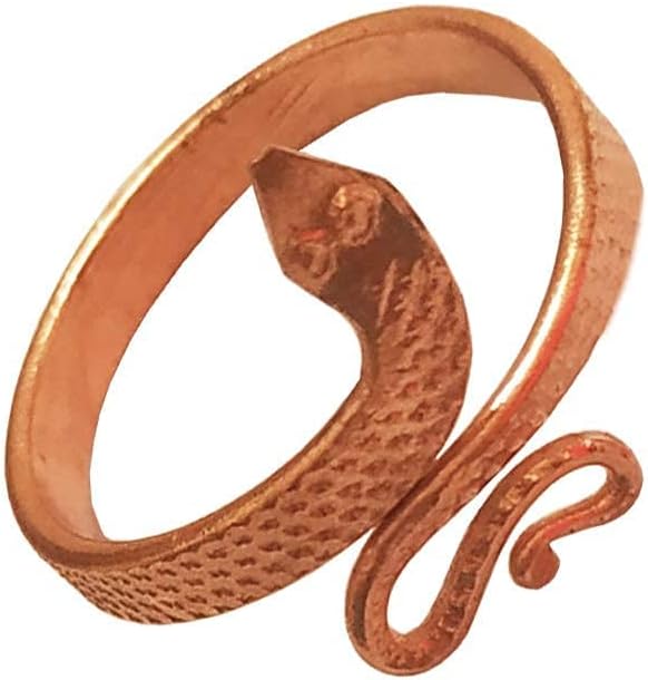 Brown Pure Copper Snake Copper Energized Adjustable Tamba Naag Ring for ...