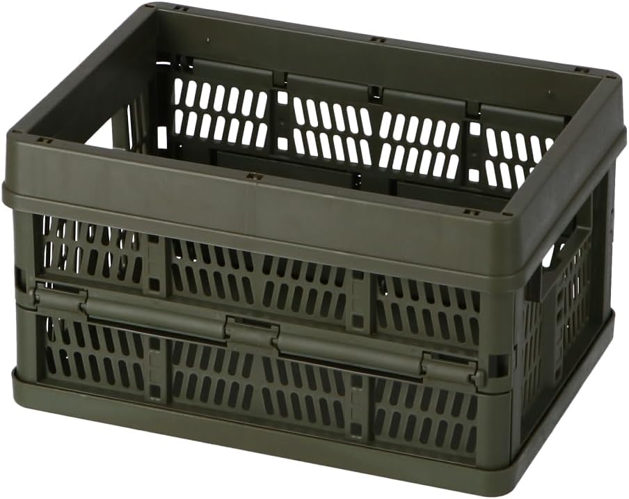 Amazon｜コーナン オリジナル LIFELEX 折りたたみコンテナ ハーフ カーキ KO14-9202 使用時 (約) :幅220×奥行314×高さ178 (mm)｜収納ケース・ボックス ...