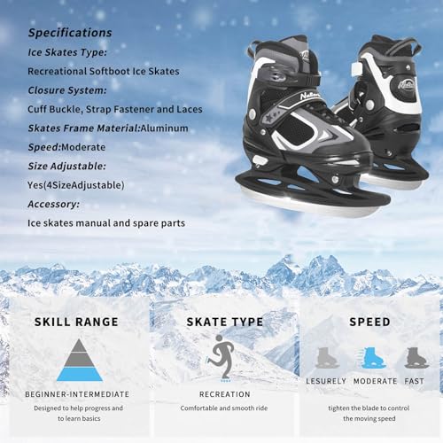 Snapklik.com : Nattork Adjustable Ice Skates,Ice Skating For Kids, Boys ...